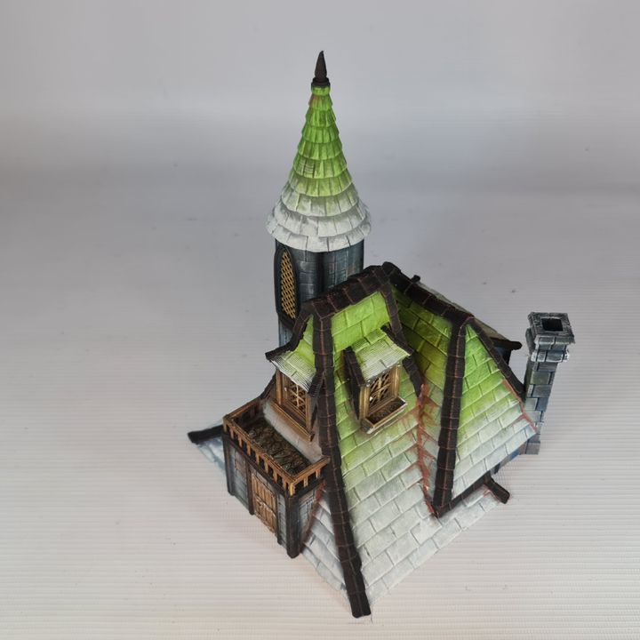 3D Printable Steeple Lodge - Medieval Town Set by Adrian