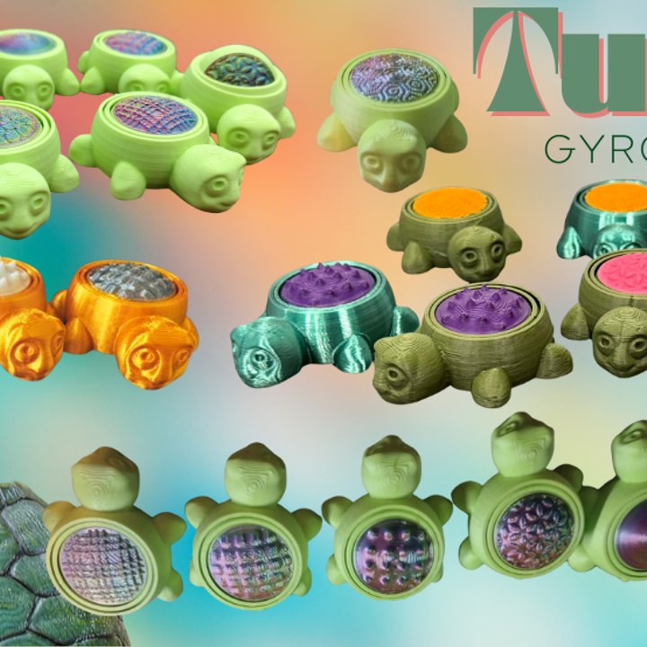 3D Printable Turtle Gyro Fidget-- Easy, fast print! by Jambaby Designs