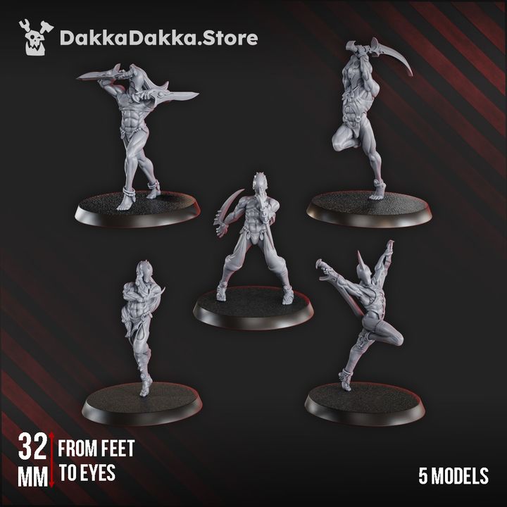 3D Printable Living Mannequins Squad (x5) by dakkadakka.store