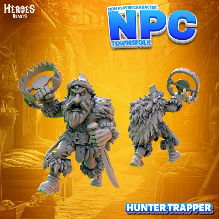 3D Printable Hunter Trapper by Heroes and Beasts