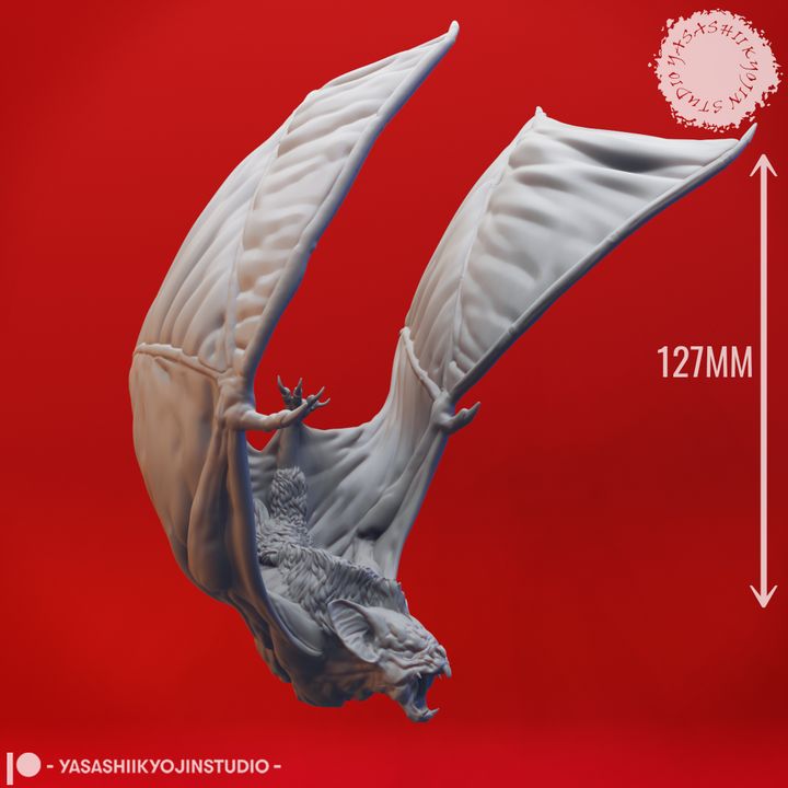 3D Printable Swooping Dire Bat - Tabletop Miniature (Pre-Supported) by ...