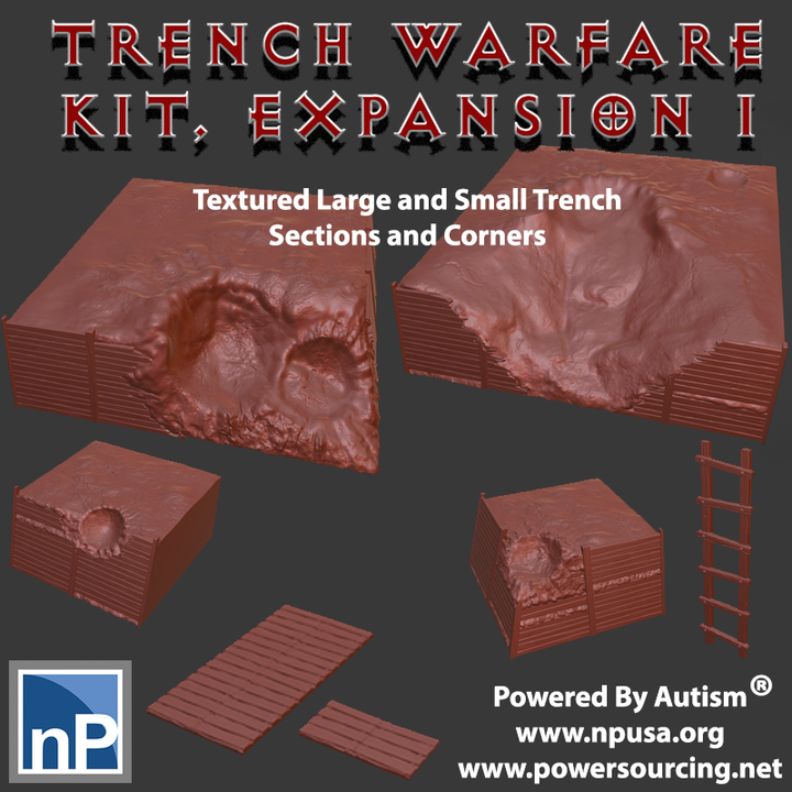 3D Printable Trench Warfare Kit, expansion 1 by nonPareil Institute