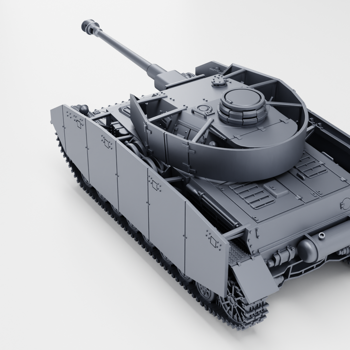 3D Printable Panzer IV Ausf.H + side skirts + 3 Tankmen (Germany, WW2 ...
