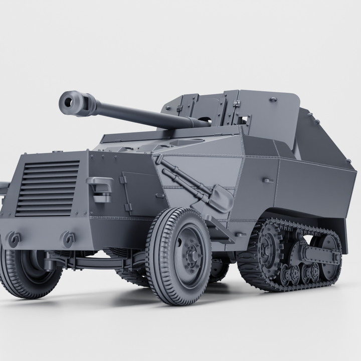 3D Printable Half-track S307(f) with 75mm PaK40 (Germany+France, WW2 ...