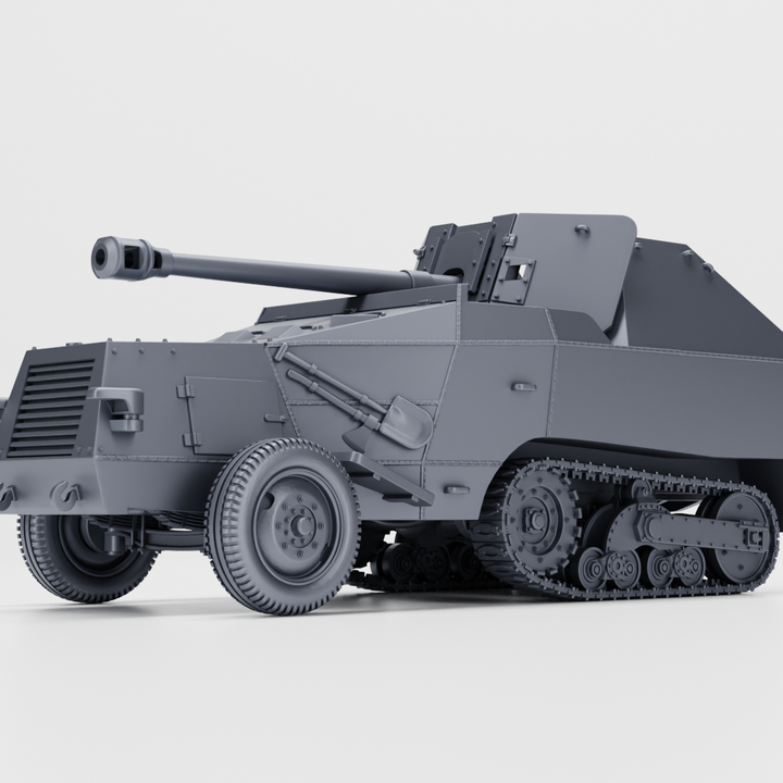 3D Printable Half-track S307(f) with 75mm PaK40 (Germany+France, WW2 ...