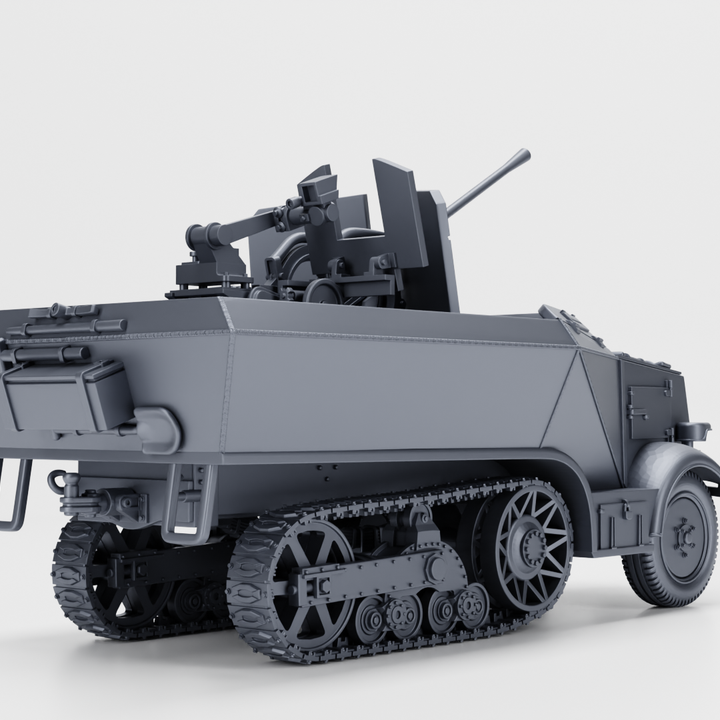 3D Printable Half-track Unic U304(f) with 2cm Flak (late)+1 shooter ...