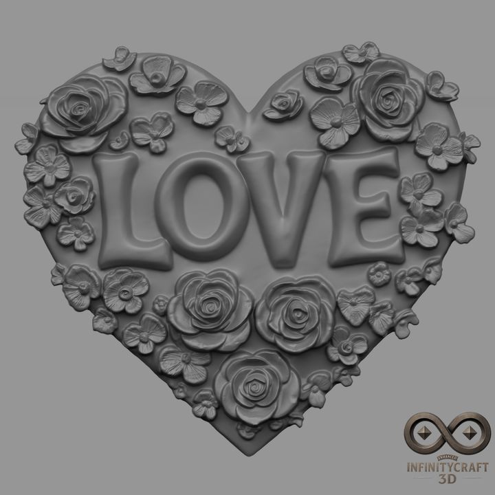 3D Printable Blossom of Love Relief STL file for 3d printing or CNC 3D ...