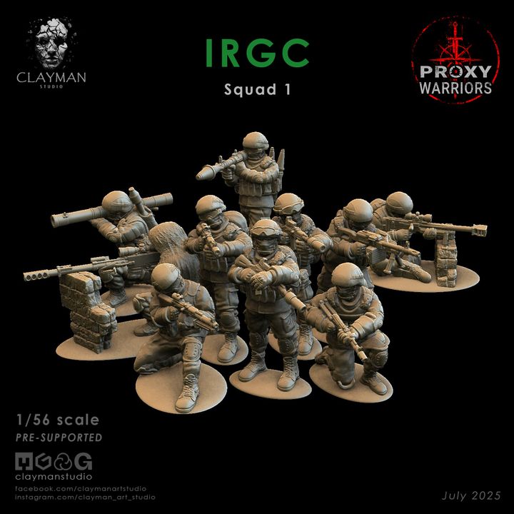 3D Printable IRGC Squad 1 – 1/56 scale by Clayman Studio