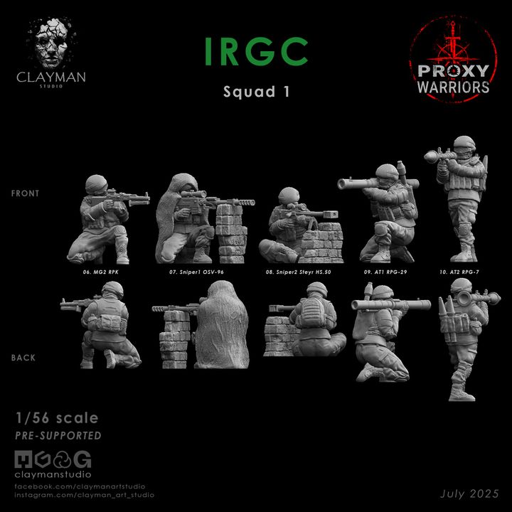3D Printable IRGC Squad 1 – 1/56 scale by Clayman Studio