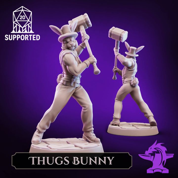 3D Printable Hammer-Wielding Bunny Bandit by The Forge of Many Things