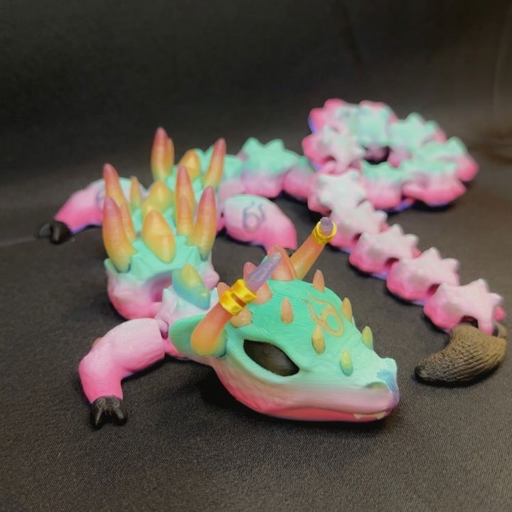 3D Printable CUTE FLEXI ZODIAC TAURUS DRAGON PRINT IN PLACE NO SUPPORT ...