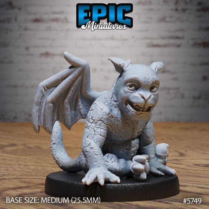 3D Printable Gargoyle Kid Sit / Onyx Demon Statue / Devil Statuette ...