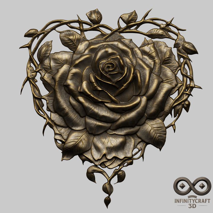 3D Printable Decorative Rose Relief STL file for 3d printing or CNC 3D ...