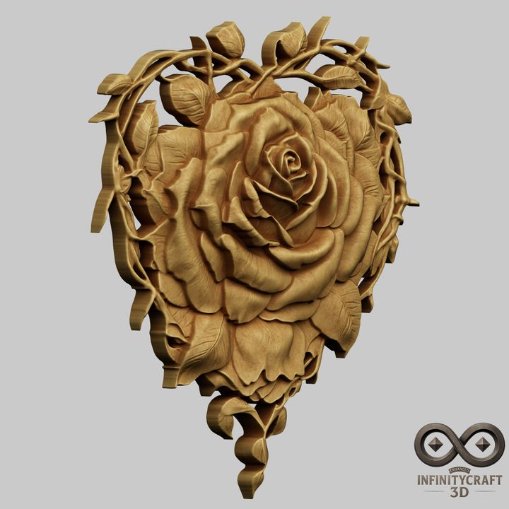 3D Printable Decorative Rose Relief STL file for 3d printing or CNC 3D ...
