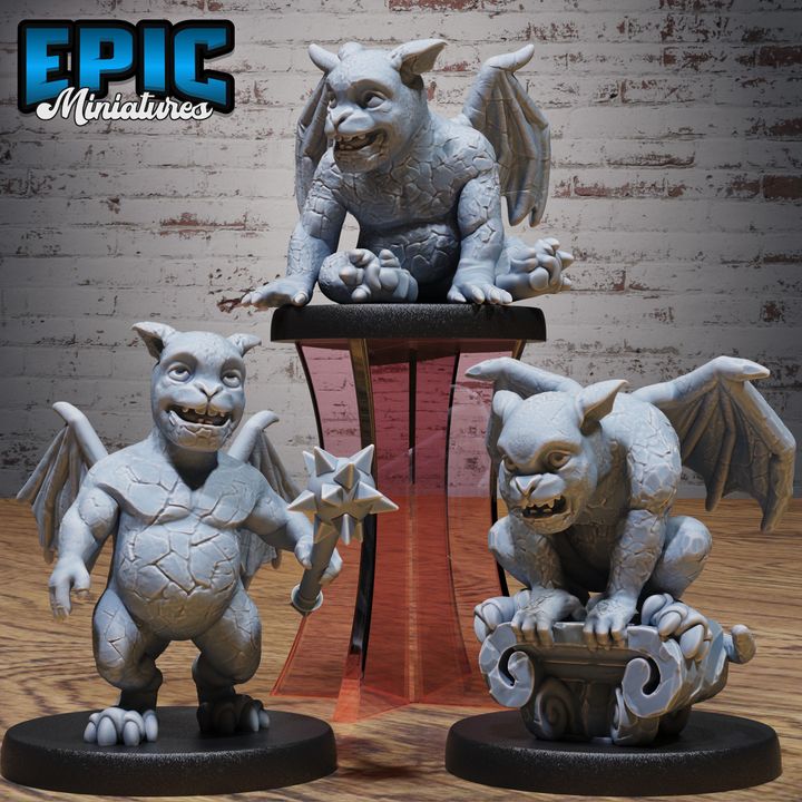 3D Printable Gargoyle Kid Set / Onyx Demon Statue / Devil Statuette ...