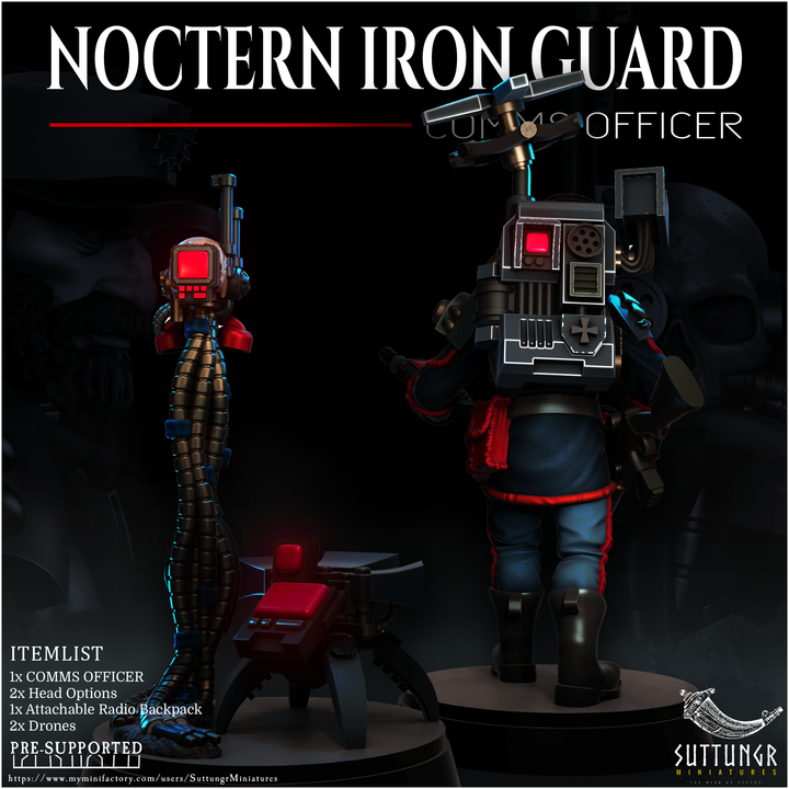 3D Printable Noctern Iron Guard - Comms Officer by Suttungr Miniatures