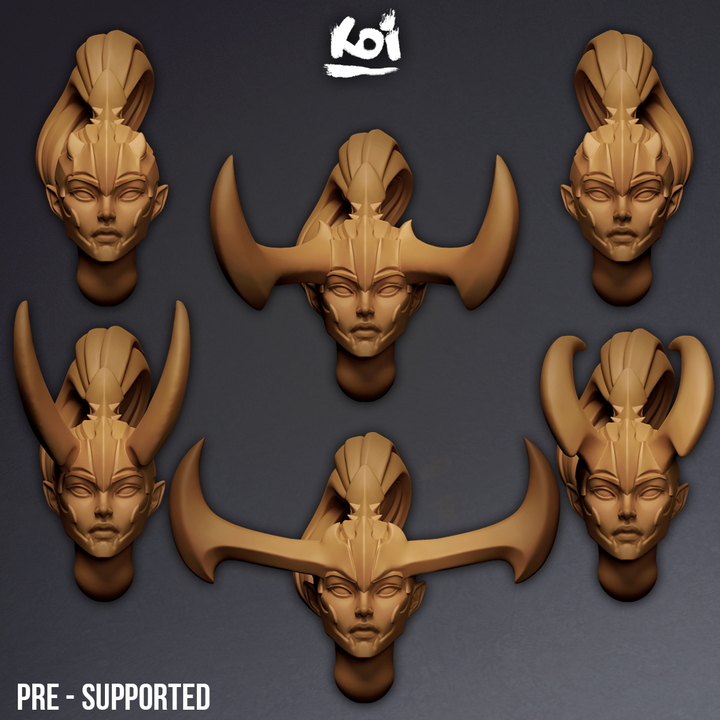 3D Printable Painmaidens - Miniature Heads by DennyKoi