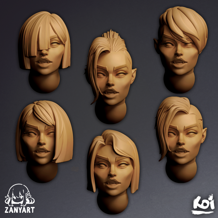 3D Printable Red Veils - Miniature Heads by DennyKoi