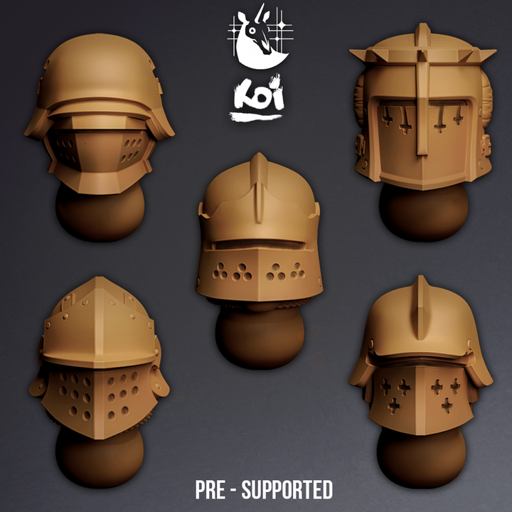 3D Printable Crusaders - Miniature Heads by DennyKoi