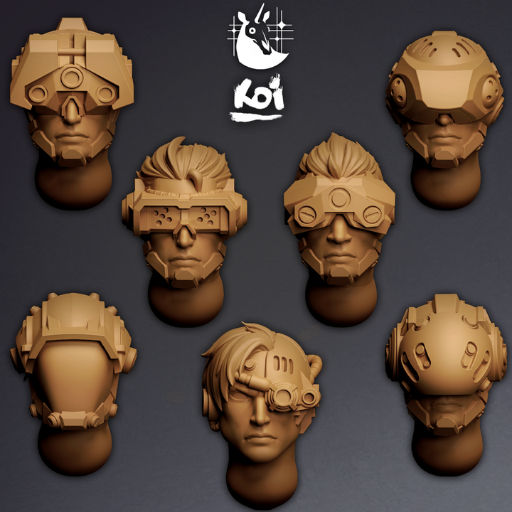 3D Printable Enforcers - Miniature Heads by DennyKoi