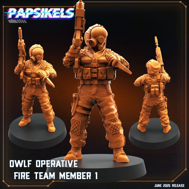 3D Printable OWLF OPERATIVE FIRE TEAM UNITS by PAPSIKELS MINIATURES