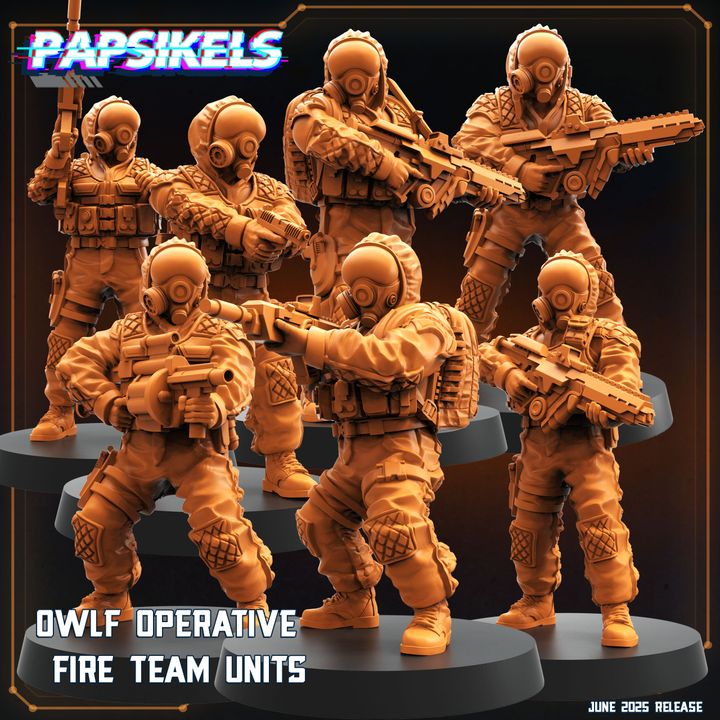 3D Printable OWLF OPERATIVE FIRE TEAM UNITS by PAPSIKELS MINIATURES
