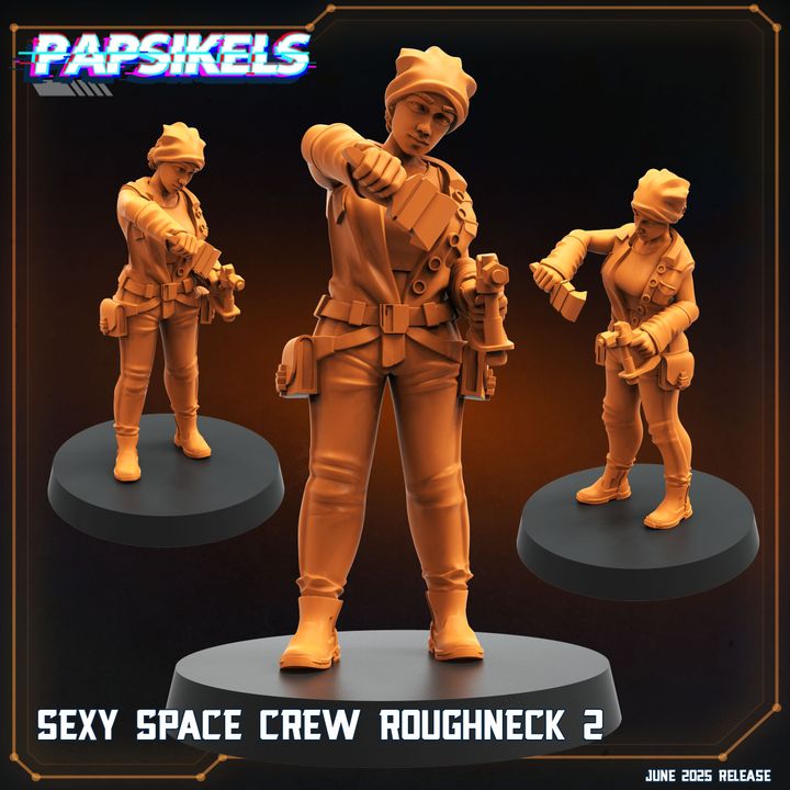 3D Printable SEXY SPACE CREW ROUGHNECK by PAPSIKELS MINIATURES