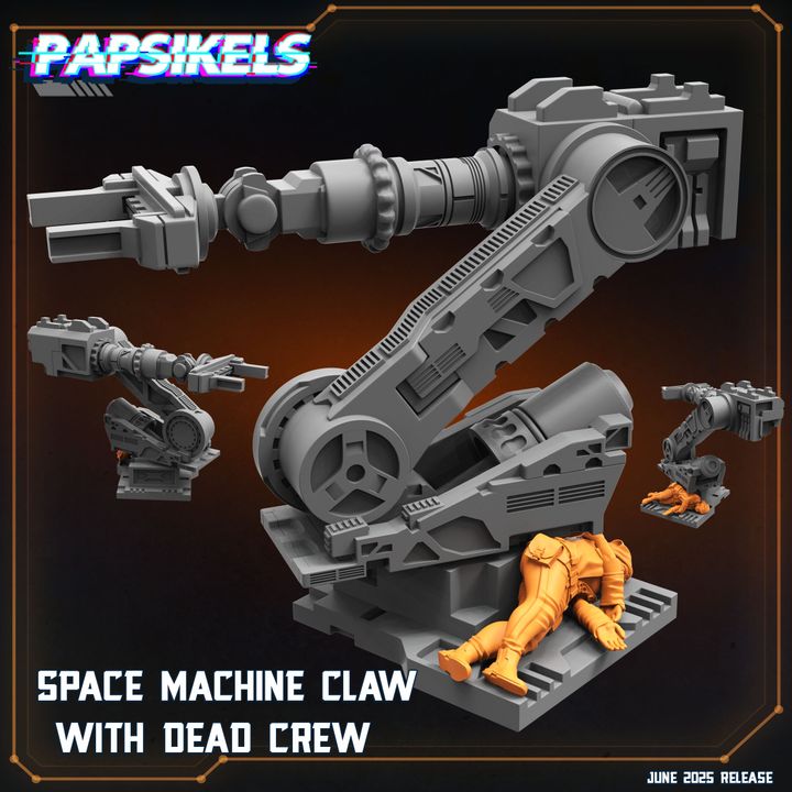 3D Printable SPACE MACHINE CLAW WITH DEAD CREW by PAPSIKELS MINIATURES