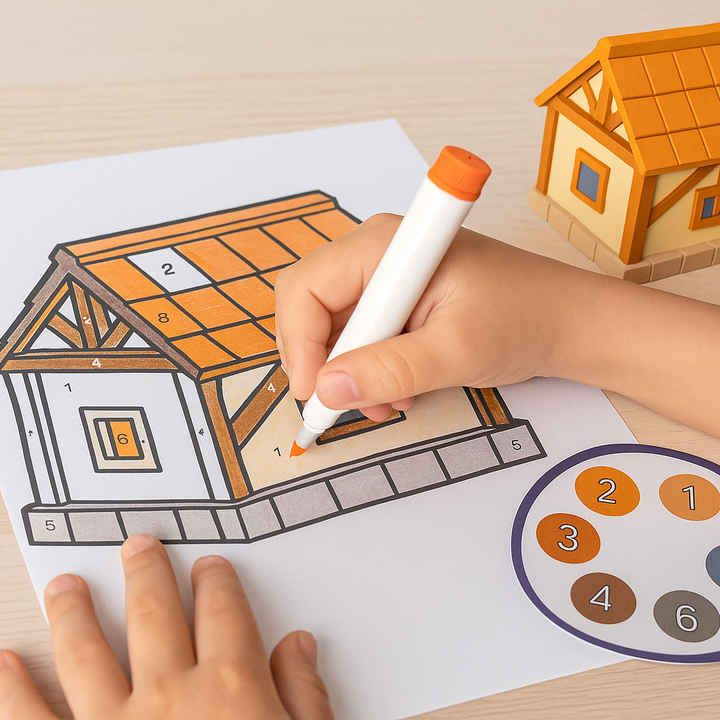 3D Printable Printable & Color Kit - Simple House by Andrew Kim