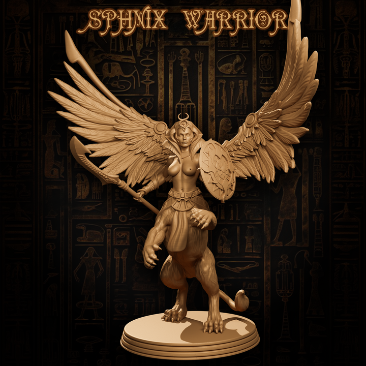 3D Printable Egyptian Sphinx Warrior – STL Files (Pose, Pin-Up, Bust ...
