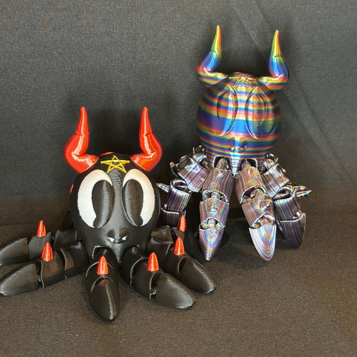 3D Printable CUTE FLEXI DEVIL OCTOPUS PRINT IN PLACE NO SUPPORT by Ekkowl