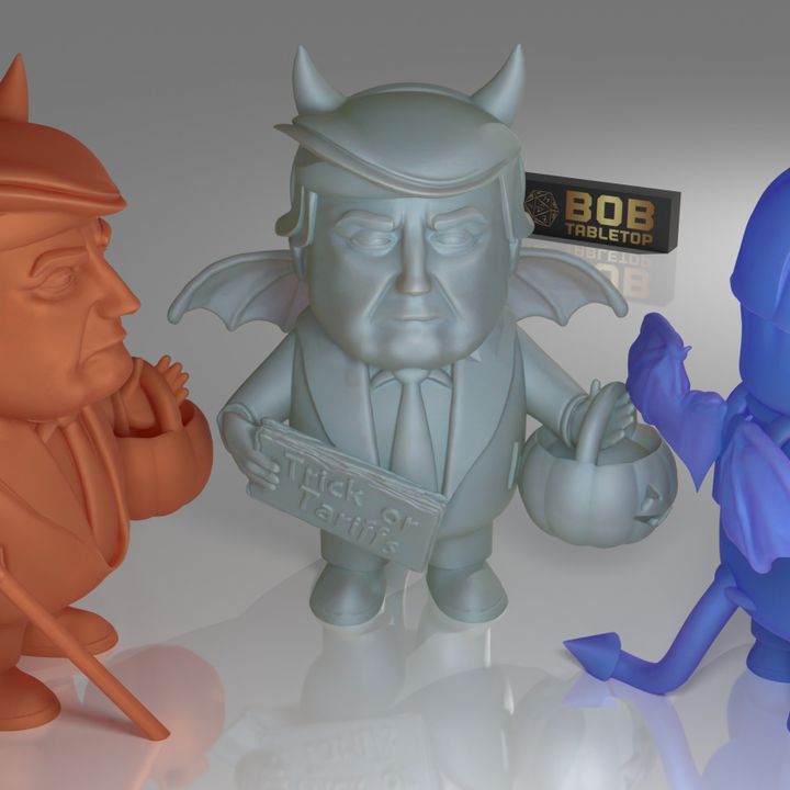 3D Printable Chibi Halloween trump "Trick or Tariffs" by Bob Tabletop