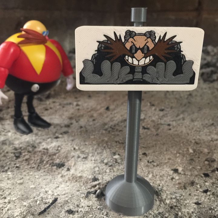 3D Printable Dr Eggman Spinning Sign by Star Labs 3D, LLC