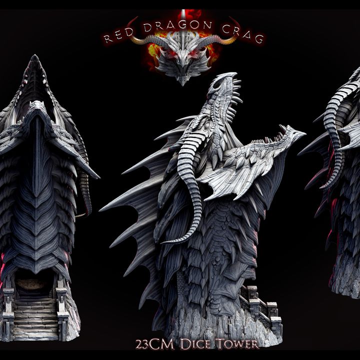 3D Printable Red Dragon Dice Tower (small and large printer) by Mini ...