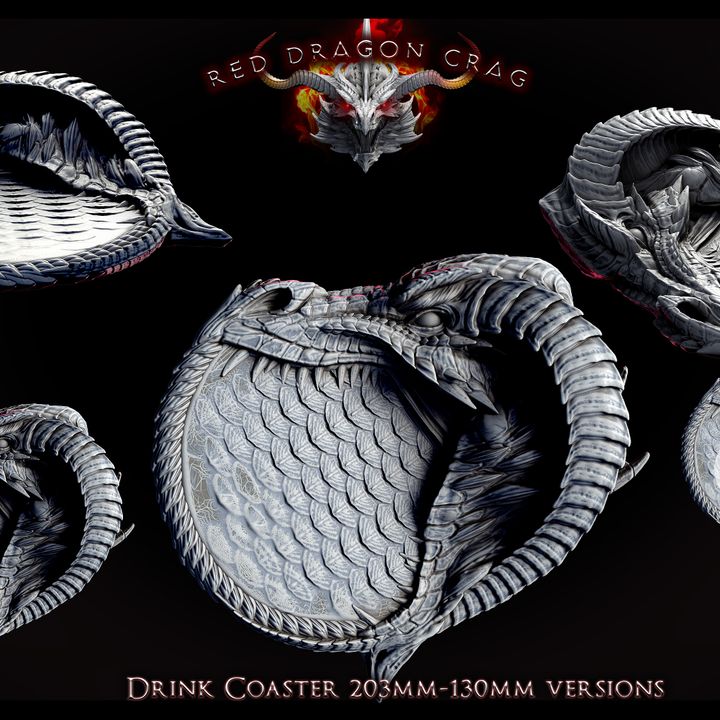 3D Printable Red Dragon DRINK COASTER (2 sizes) by Mini Monster Mayhem