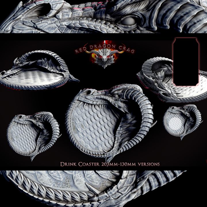 3D Printable Red Dragon DRINK COASTER (2 sizes) by Mini Monster Mayhem