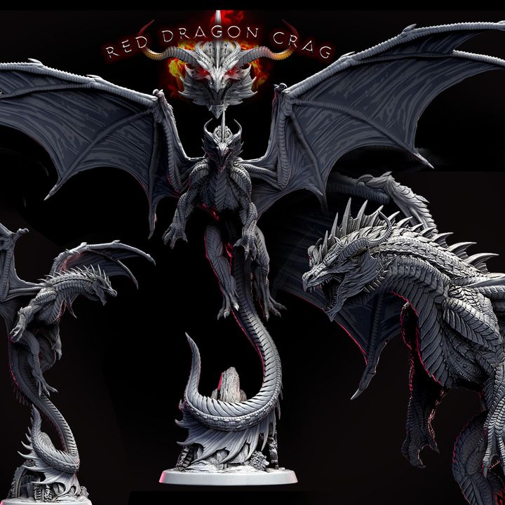 3D Printable Adult Red Dragon (pose 2 of 2) by Mini Monster Mayhem