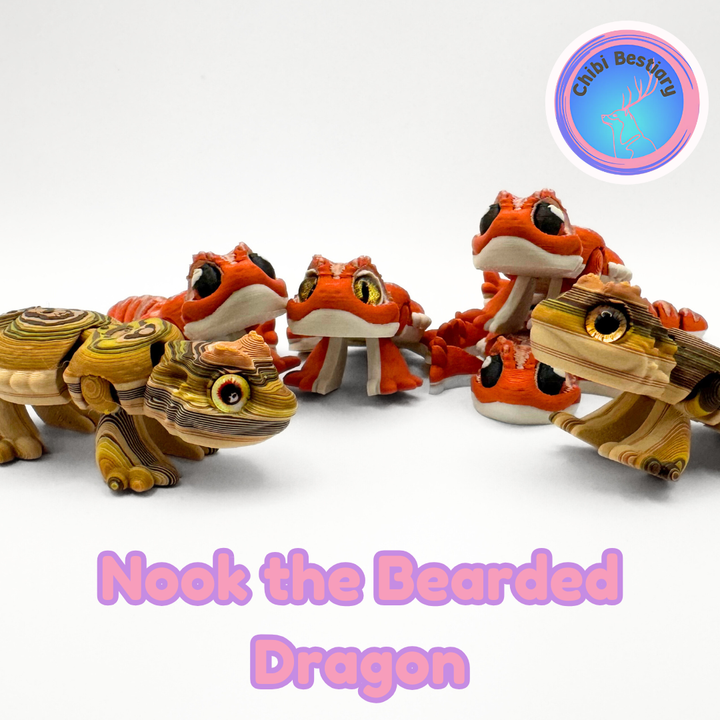 3D Printable Nook the Bearded Dragon Flexi by ChibiBestiary