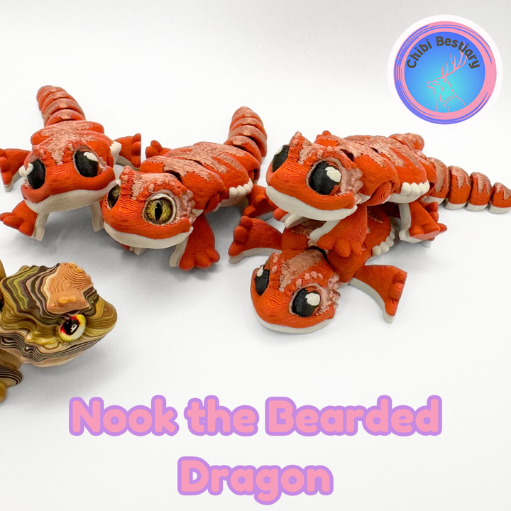 3D Printable Nook the Bearded Dragon Flexi by ChibiBestiary