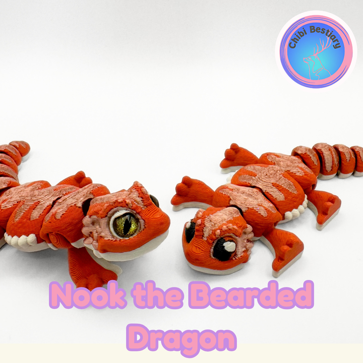 3D Printable Nook the Bearded Dragon Flexi by ChibiBestiary