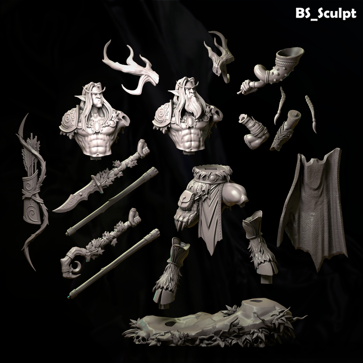 3D Printable The Forest Druid Elf 75 mm by BS-Sculpt Bulat