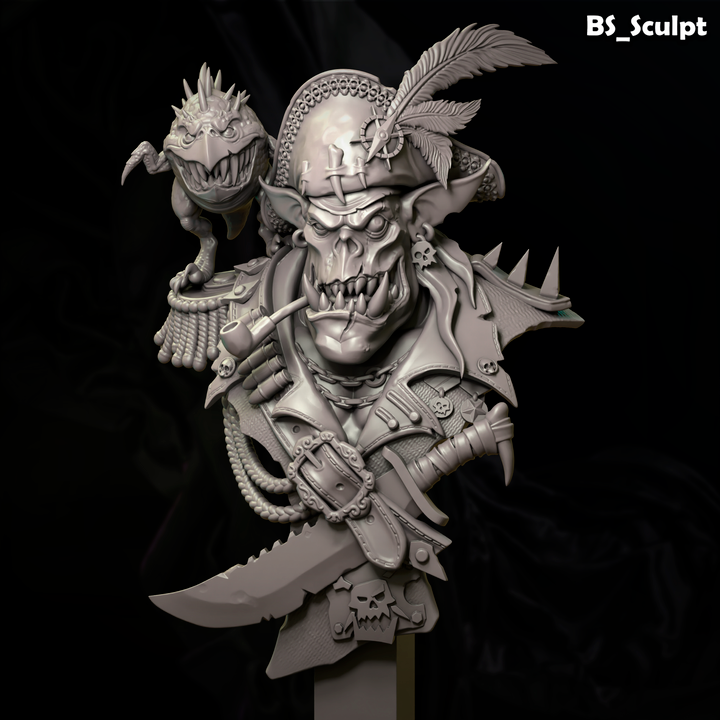 3D Printable The Crazy Orc Pirate Bust 60 mm by BS-Sculpt Bulat