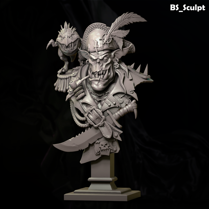 3D Printable The Crazy Orc Pirate Bust 60 mm by BS-Sculpt Bulat