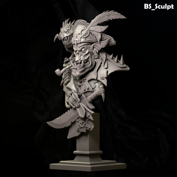 3D Printable The Crazy Orc Pirate Bust 60 mm by BS-Sculpt Bulat
