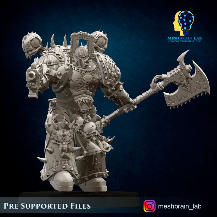 3D Printable Doom Marines Berserker mod 03 by MeshBrain Lab