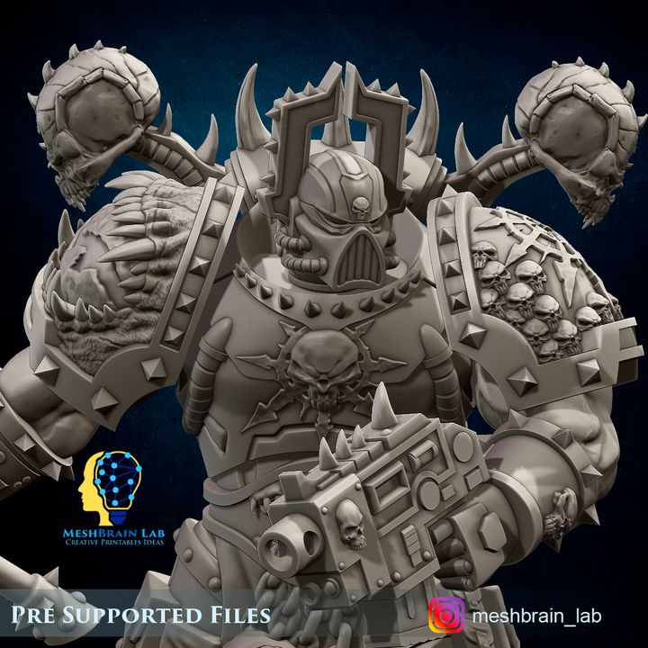 3D Printable Doom Marines - Chaos Berserker Mod 04 by MeshBrain Lab