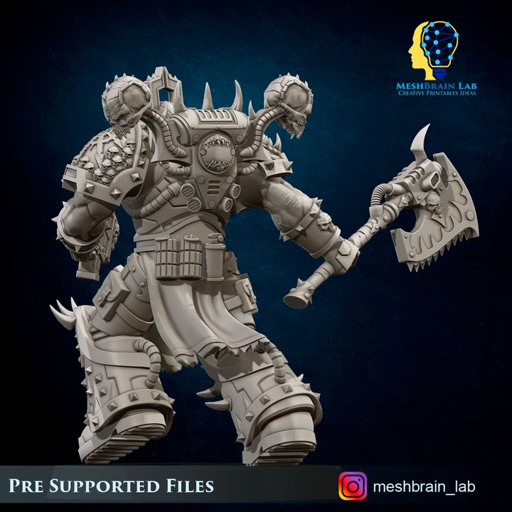 3D Printable Doom Marines - Chaos Berserker Mod 04 by MeshBrain Lab