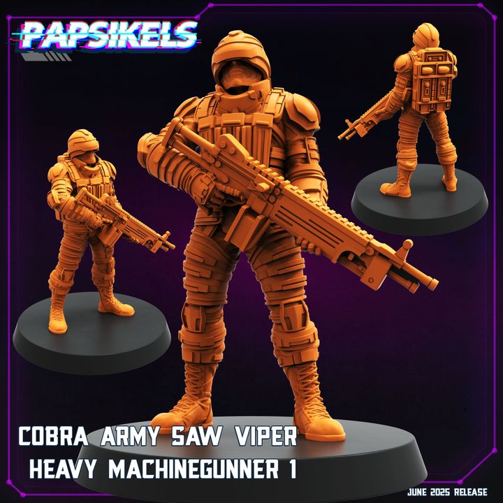 3D Printable COBRA ARMY SAW VIPER HEAVY MACHINEGUNNER by PAPSIKELS ...