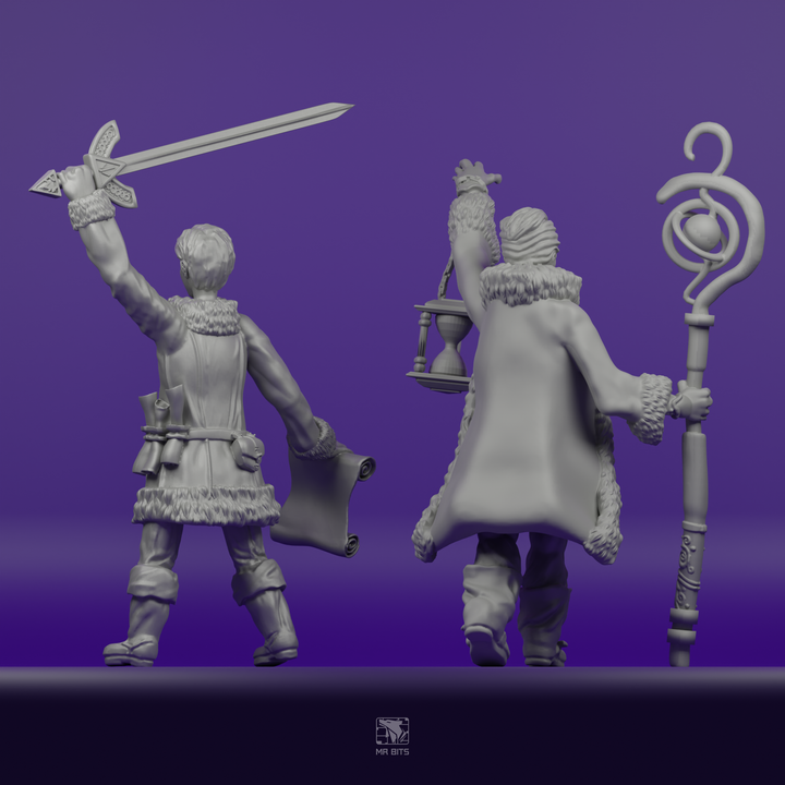 3D Printable Set of Wizard: the Chronomancer and his Apprentice by Mr Bits