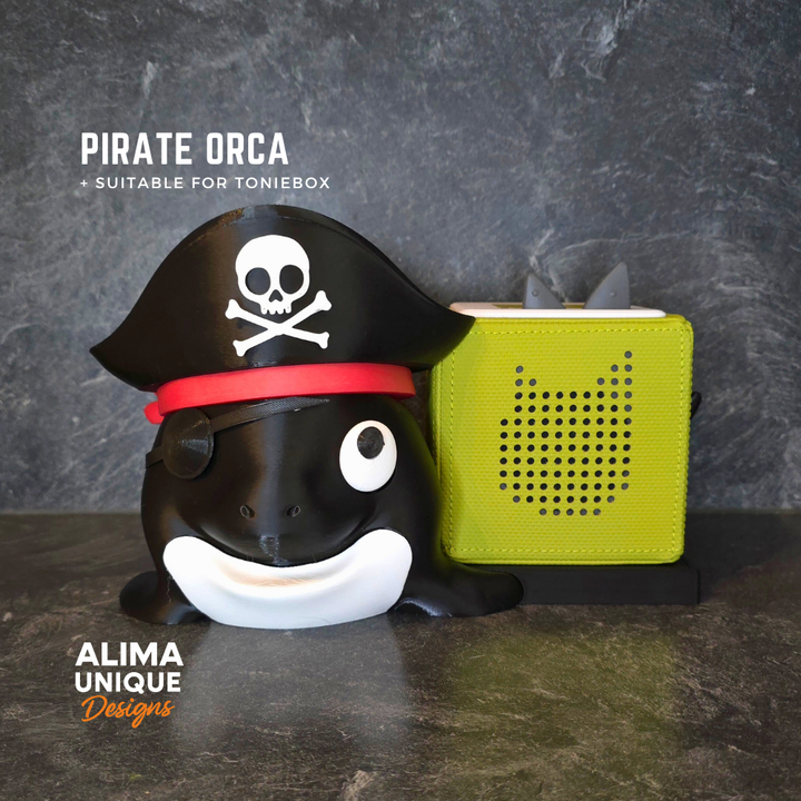 3D Printable Pirate Orca suitable for Toniebox by ALIMA UNIQUE DESIGNS